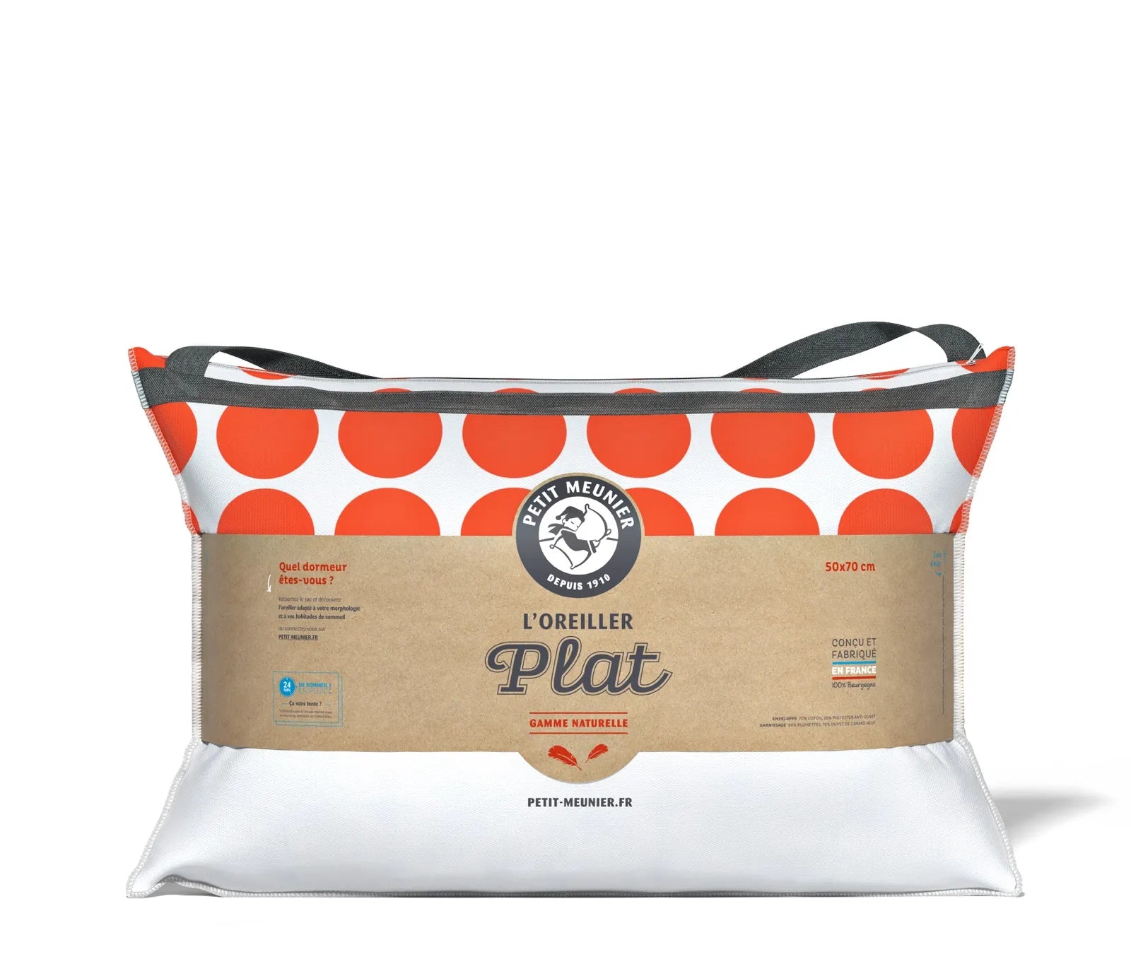 Oreiller plat naturel rectangulaire 50x70 cm - Petit Meunier